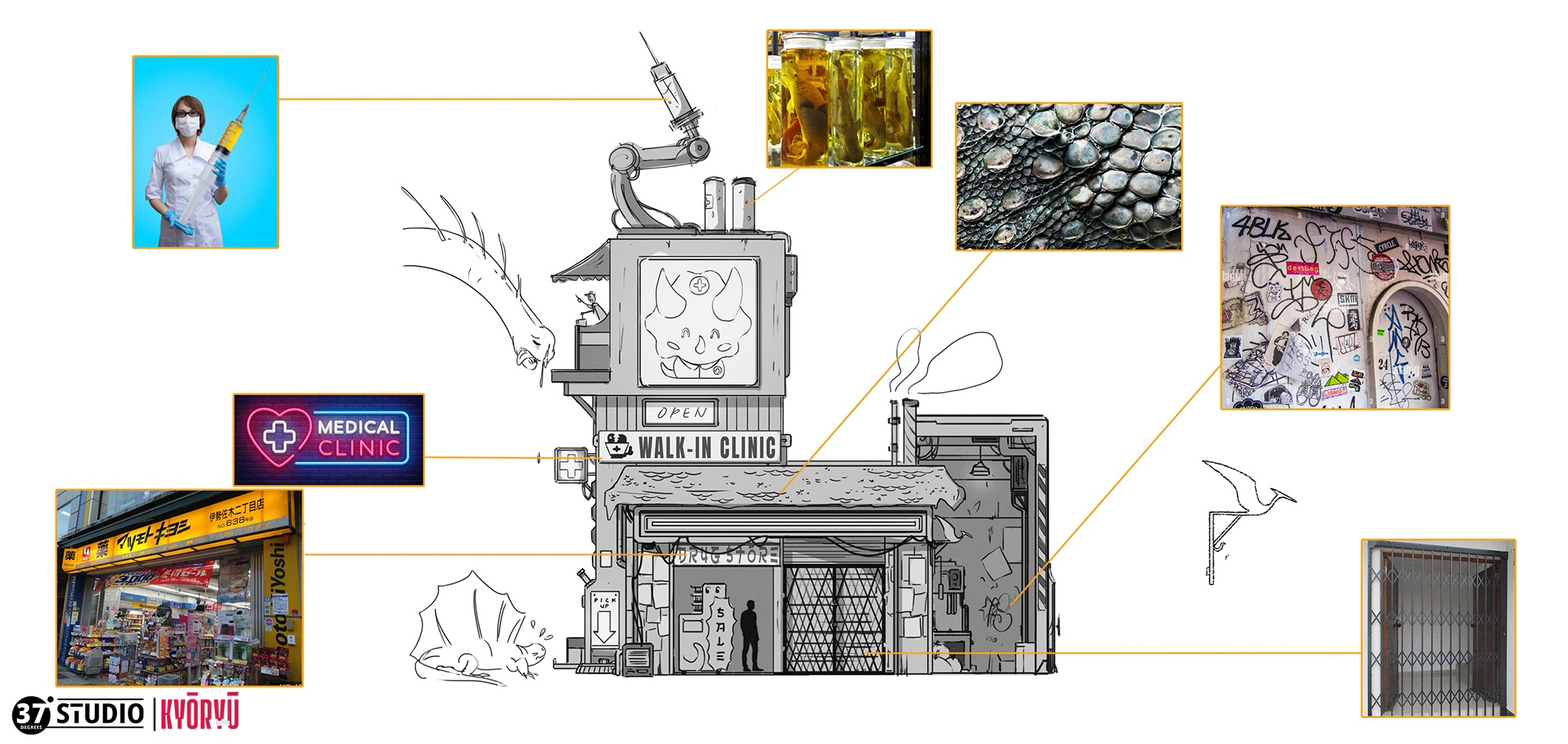 37Degrees Kyoryu Game Shibuya Clinic Sketches – 37Degrees Studio